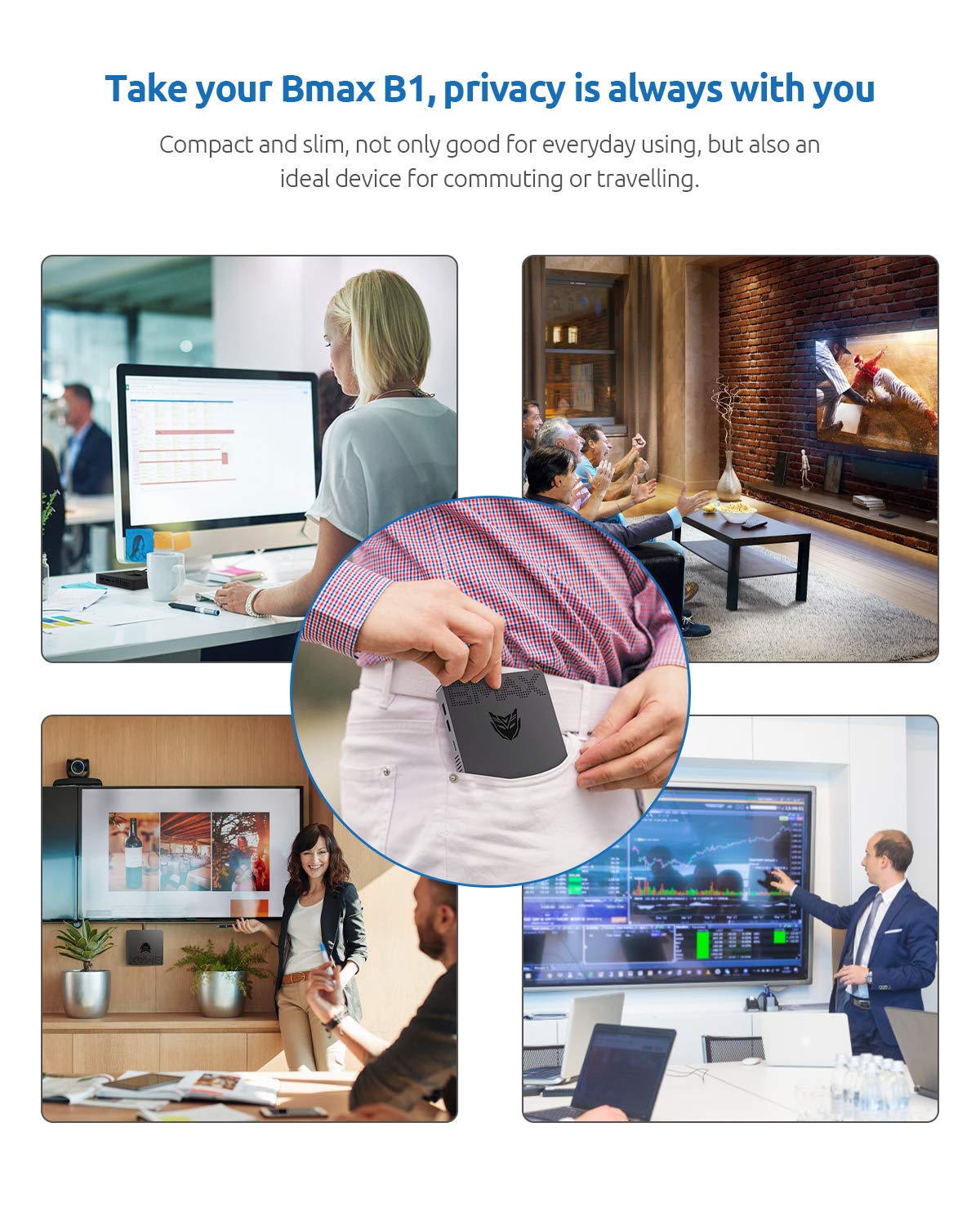 Mini PC Intel Celeron N3350(up to 2.4GHz) Windows 10 6GB RAM/64GB eMMC HDMI/VGA Port Support M.2_SATA_2280 SSD 4K HD Gigabit Ethernet 2.4G/5.0G Dual WiFi BT4.2 Micro PC