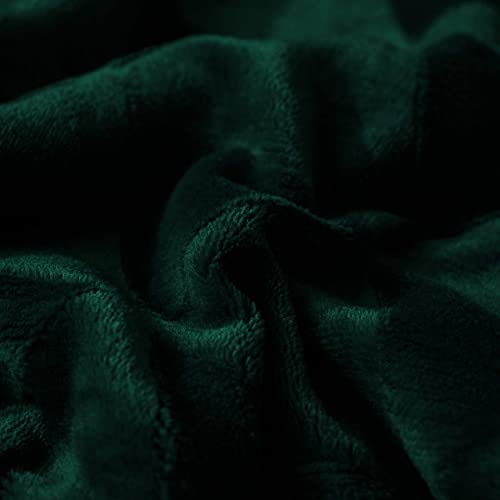 Exclusivo Mezcla 50” x 70” Large Throw Blanket, Sherpa Reversible Brushed Flannel Fleece Plush Blanket, Stylish Decorative, Lightweight, Soft and Warm Forest Green
