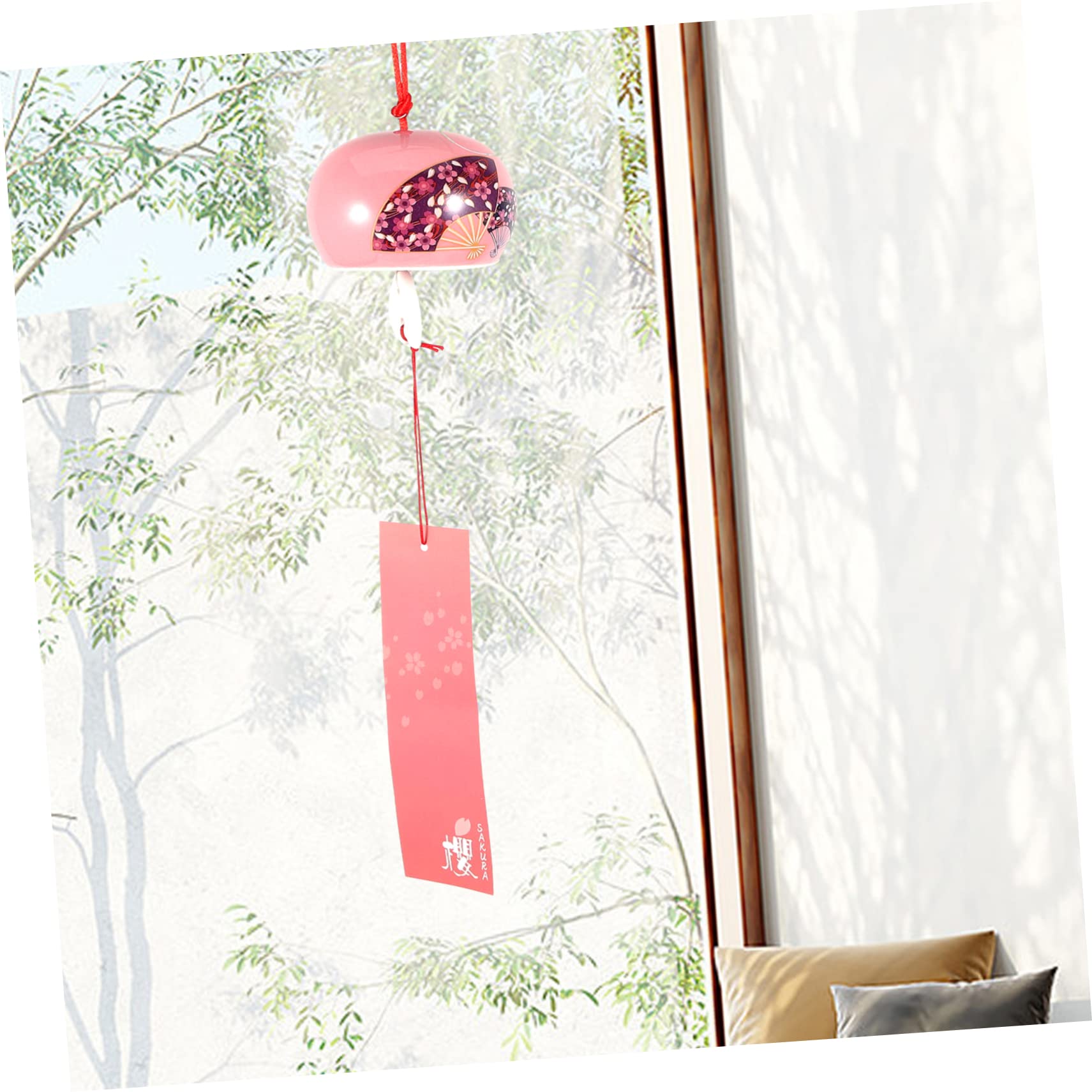 2pcs Japanese Ceramic Wind Chimes Hanging Wind Chime Pendant Home Wind Bell Decorative Wind Chime Wedding Hanging Decor Wind Chime for Home Decor Ceramic Craft Ornaments Wind Bells