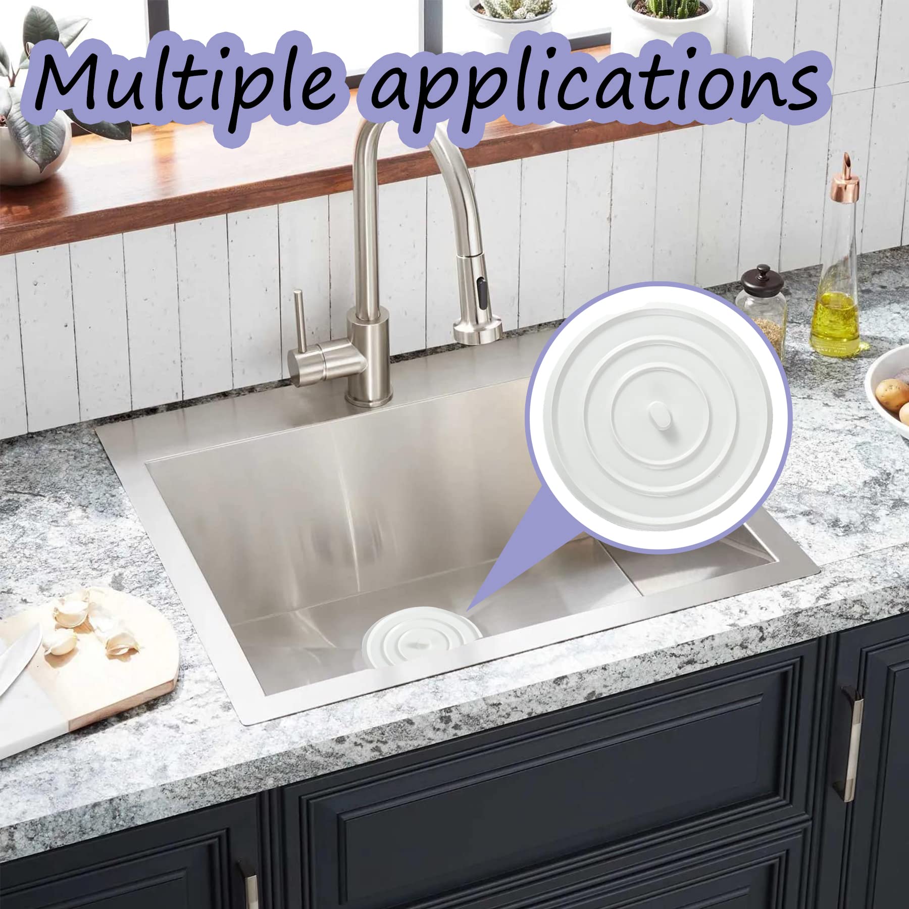 3 Pack Silicone Bathtub Drain Stopper Plug Sink Plug Universal Sink Stopper and Travel Plug for Kitchens, Bathrooms and Laundries (4.5-Inches)