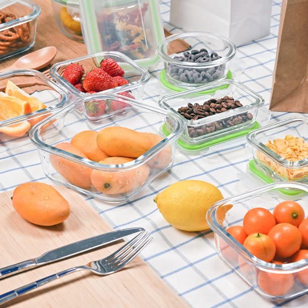 24 Piece Glass Food Storage Containers with Lids, Airtight Glass Storage Containers, BPA Free(12 Lids & 12 Containers)