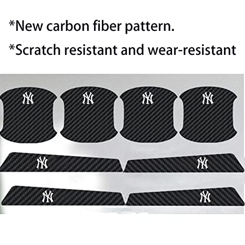 8PCS Carbon Fiber Compatible for Yankees Car Door Handle Scratches Protective Films Side Sticker Scratches Car Door Protector Films ，Suitable for Gift to New York Friends