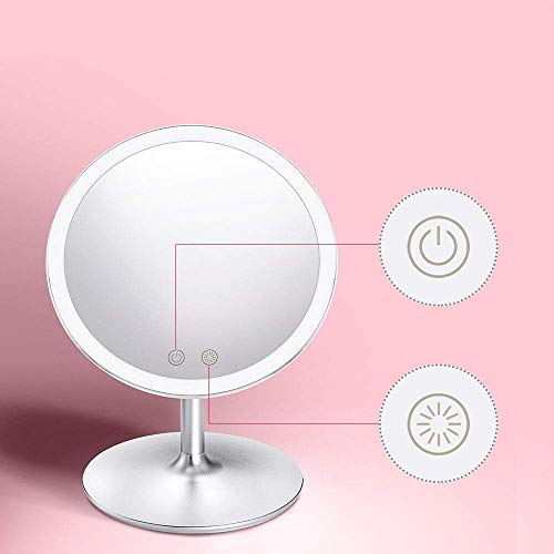 KXA Lighted Makeup Mirror, 21 LED Cosmetic Mirror Touch Screen Dimming 360° Rotation with Stand Charging Vanity Mirror USB Charging with Lithium Battery