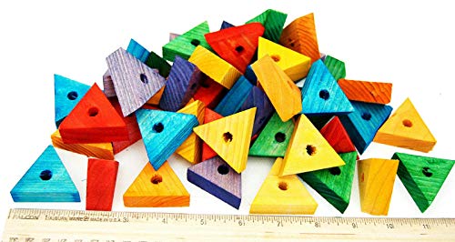 Parrot Toys 50 Triangles Colored Wooden Woods Parts for Birds Cockatoo Amazon