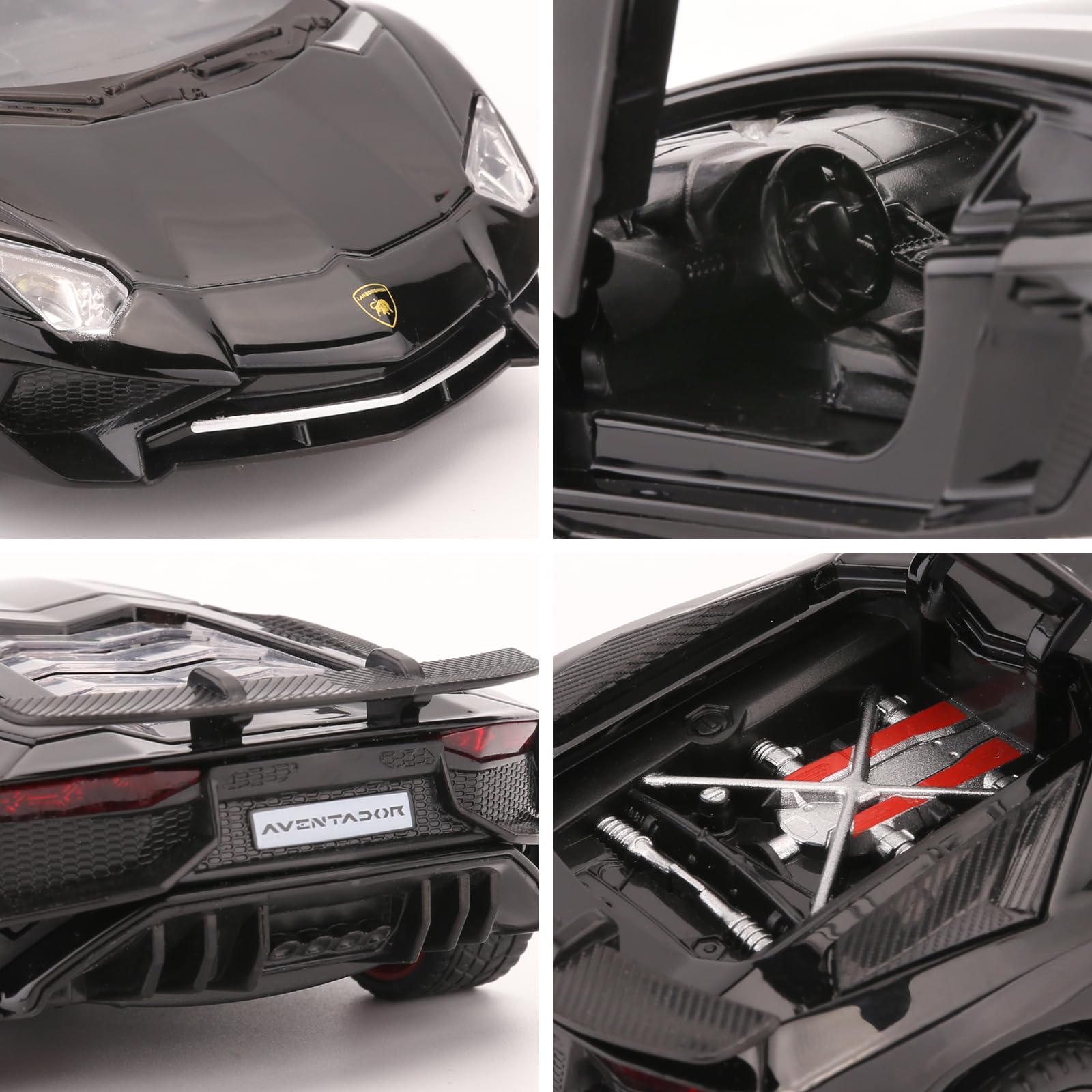 BDTCTK 1:32 LP750 Model Pull Back Car Toy car with Sound and Light for Kids Boy Girl, Metal Body, Door Opened, Yellow