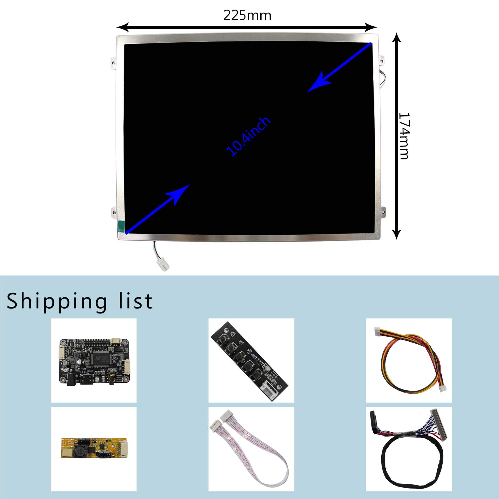 VSDISPLAY 10.4" 10.4 Inch 1024X768 HD 500nit IPS LCD Display VS104T-003A with HD-MI Audio LCD Controller Board