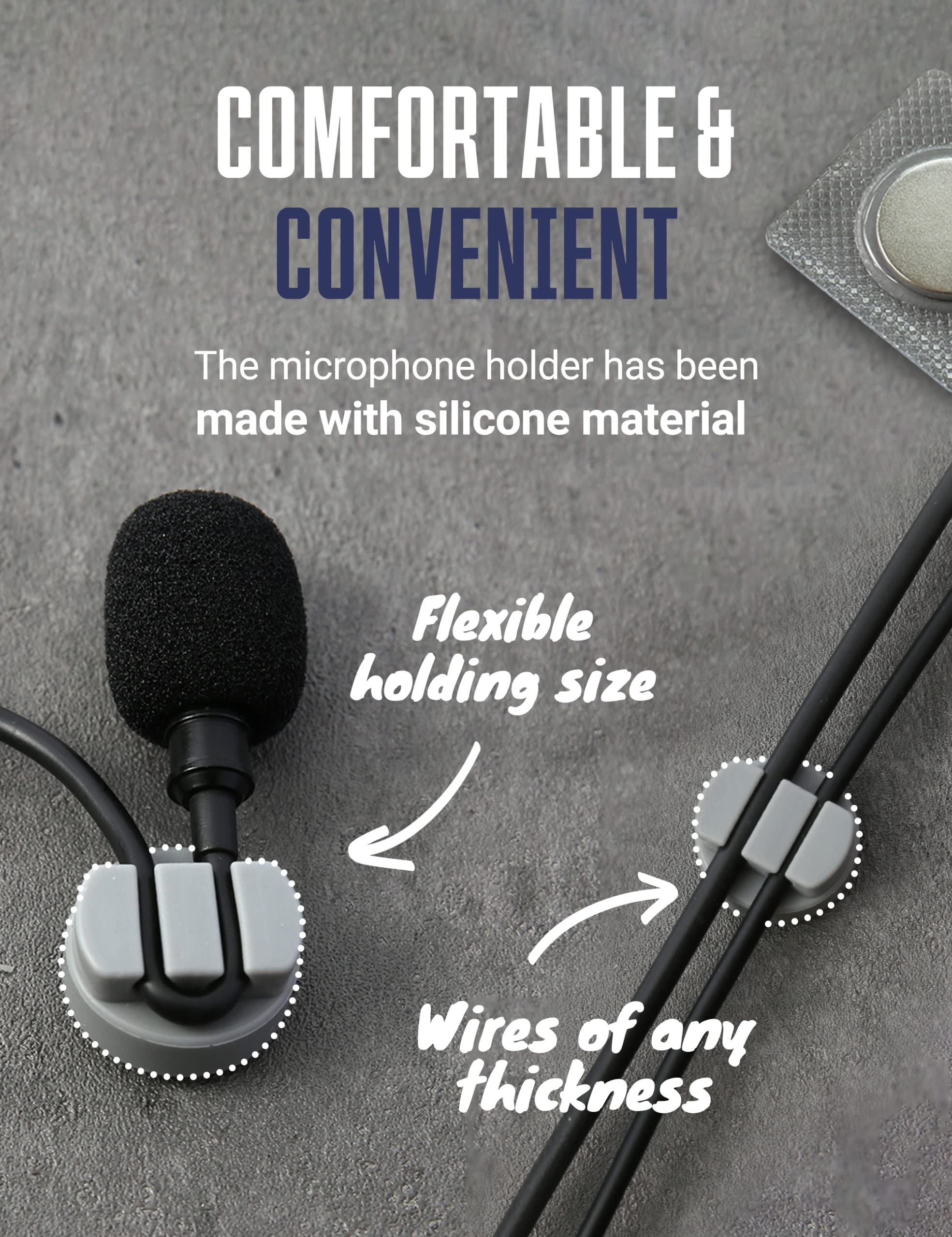 BALSANG BA06 Magnetic Holder for Lavalier Microphone | White Microphone Holder & Wire Clips | Tiny Microphone Accessories | Mini Mic Cable Clips & Wire Holders | Wire holder for Clip Microphone