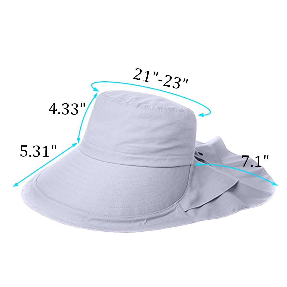 3 Pack Womens Ponytail Sun Hat with Neck Flap Wide Brim UV Protection Bucket Hat Summer Beach Fishing Hiking Garden UPF 50+ (3 Pack-Dark Grey&Light Grey&Army Green)
