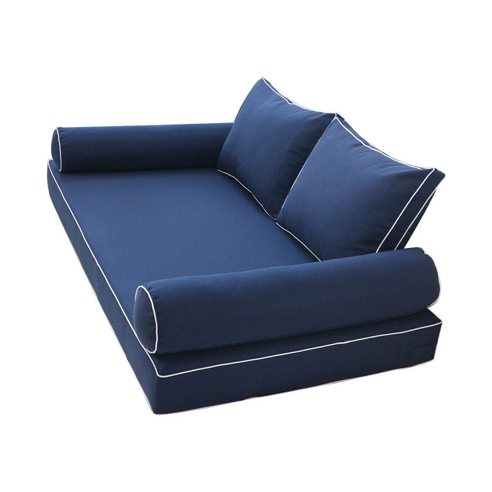 Prolinemax |Cover ONLY| Outdoor Style 1 Crib Contrast Trim Daybed Mattress Bolster Pillow Fitted Sheet AD101