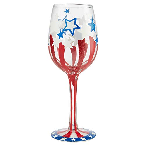 Enesco Designs by Lolita Land of The Free Artisan Wine Glass, 1 Count (Pack of 1), Multicolor