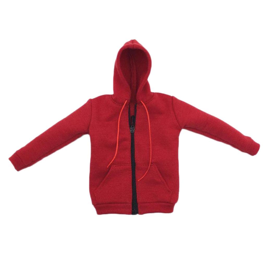 AMLESO 1/6 Hoodie Casual Clothes for 12 '' Male Action Figure, red