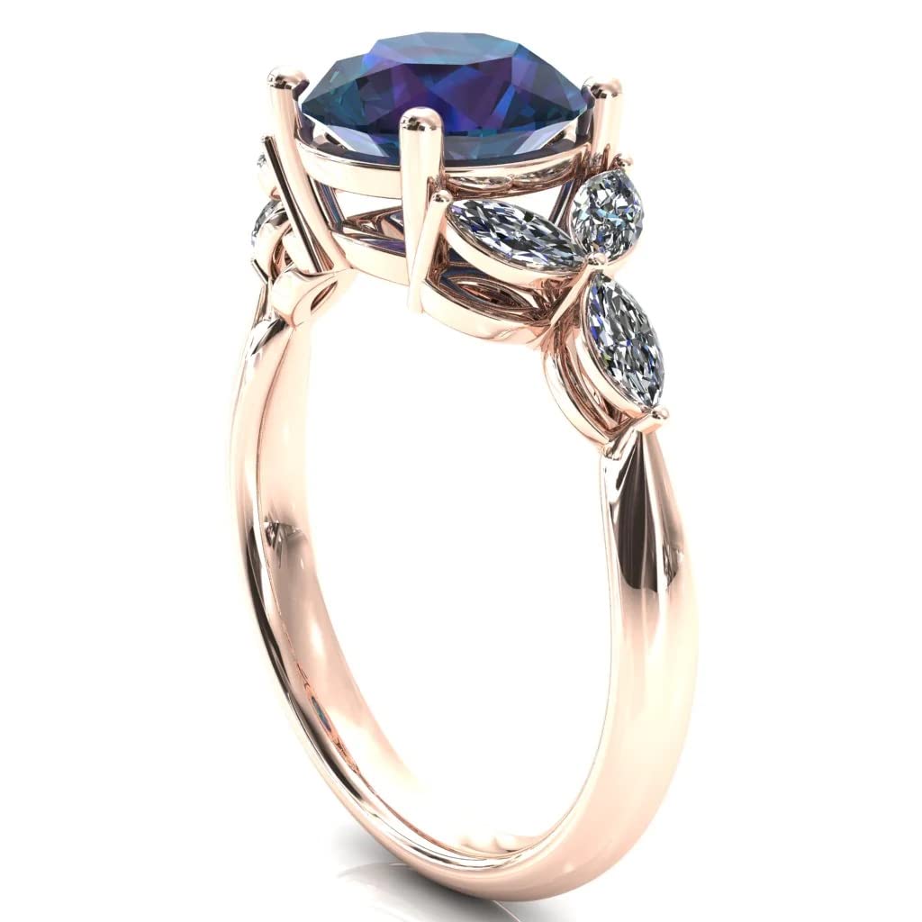 3.20Ctw Round Cut Alexandrite Simulated Diamond Unique Women's Engagement Ring 14K Rose Gold Plated (6.5)