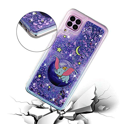 OOPKINS Glitter Liquid Case for Huawei P40 Lite for Girl Sparkle Floating Shiny Quicksand Clear Soft TPU Silicone Shockproof Protective Bumper Thin Cover for Huawei P40 Lite Dream Dumbo HIX
