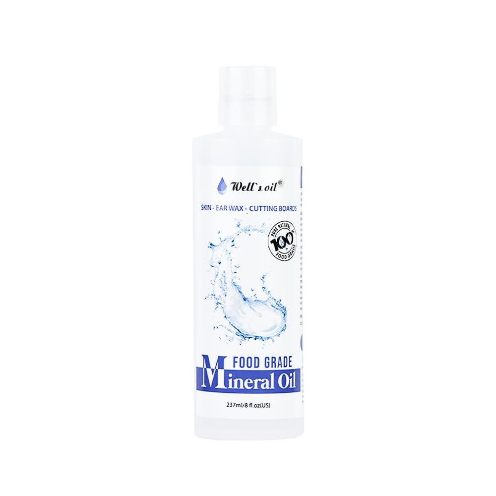 Well's Mineral Oil 8 fl oz 70NF Food Grade | to Prevent Moisture Loss | Conditioner for Wood Cutting Board | for Ear Wax Cleaning