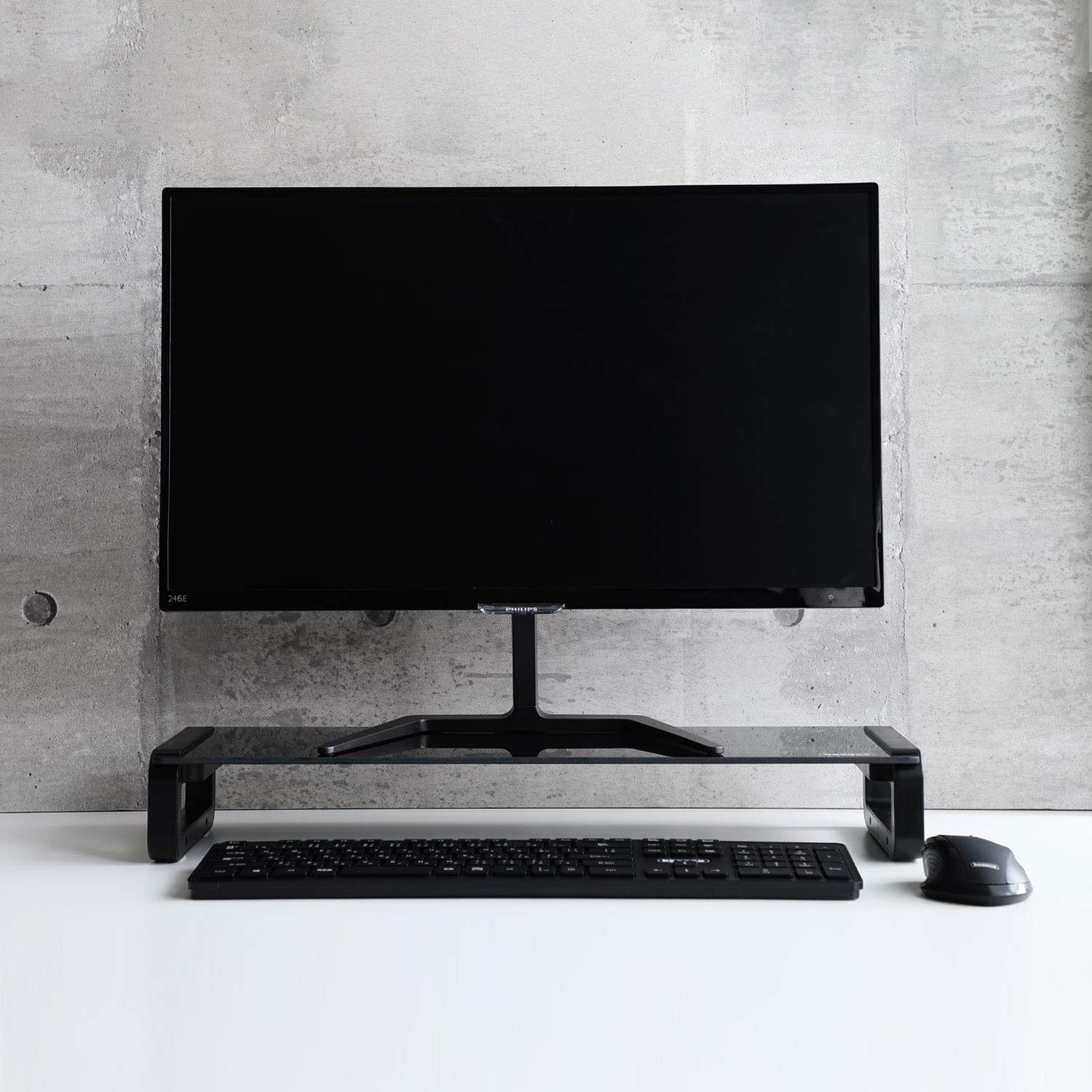 Keeece 3R Systems USB Hub, Equipped Desk Board, USB 3.0, 4 Ports, Width 23.6 inches (60 cm), Tempered Glass, Anti-Slip, Desktop Rack, Black Approx. 22.9 x 8.3 x 3.2 inches (55.7 x 21 x 8.2 cm)