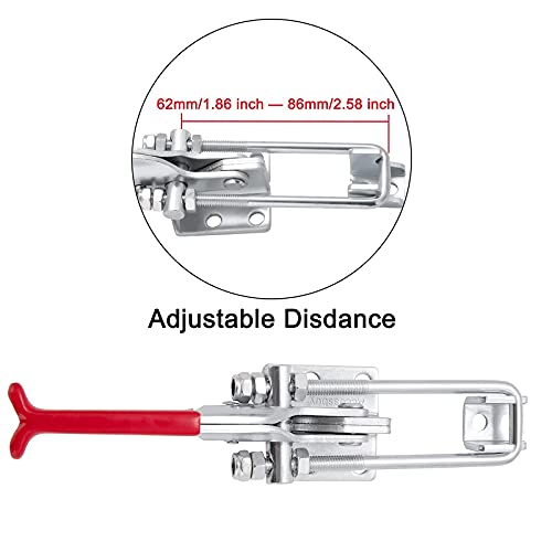 Accessbuy Self-Lock Large Toggle Latch, 2000Lbs Holding Capacity, Adjustable U-Bolt Heavy Duty Toggle Latch Clamp for Machine,Smoker lid,Tire Carrier and More (7.87 inch)