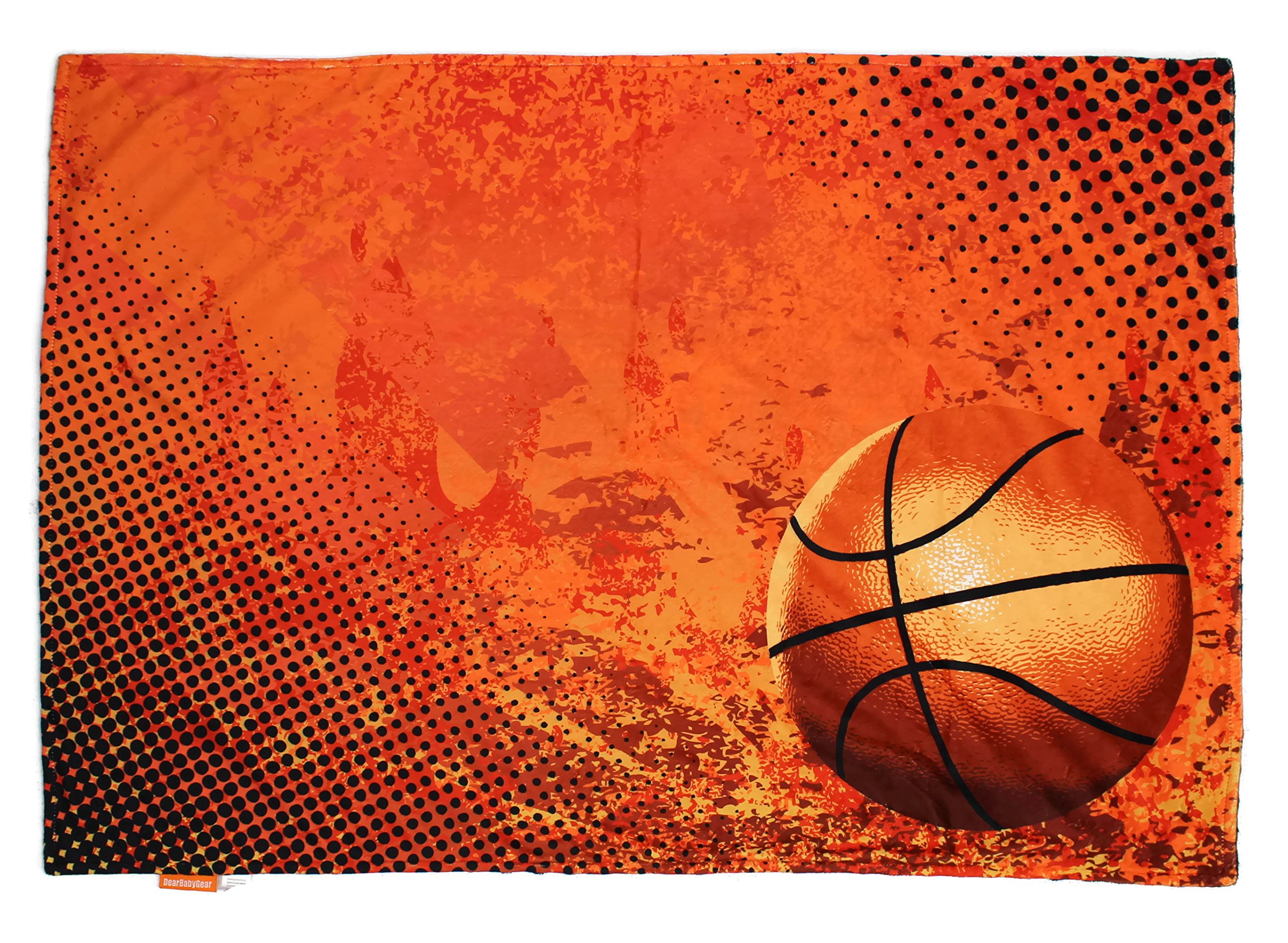 Dear Baby Gear Deluxe Baby Blankets, Custom Minky Print Basketball, 38 Inches by 29 Inches