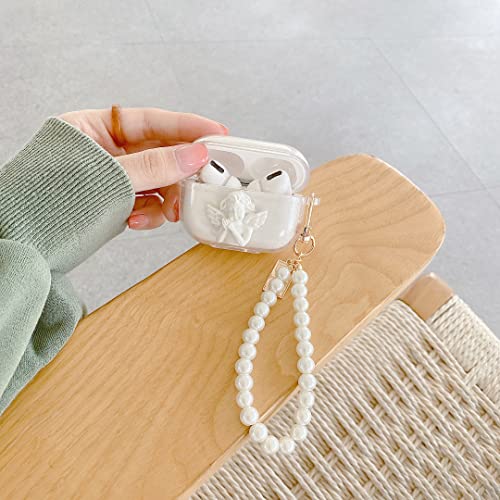3D Cool Cute Angel Shockproof Case with Pendent for AirPods Pro Shock-Absorbing Protective Case Cover for Women Girls Men Boy for AirPods Pro