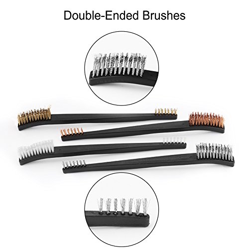 Accmor Gun Cleaning Tools Kit, Universal Gun Cleaner Set Including 4 Pcs Double-Ended Brass Steel Nylon Bristle Gun Cleaning Brushes & 4 Pcs Polymer Gun Cleaning Picks