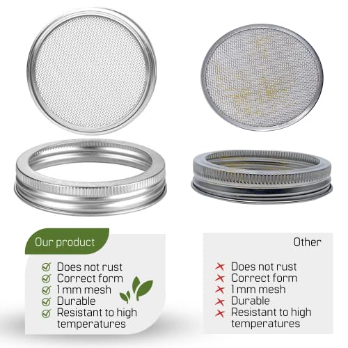 6PCS Stainless Steel Sprouting Lids β Regular Mouth Mason Jars Lids for Germination Kit 304 Stainless Steel Sprouting Jar Mesh Lids for Sprouts Grow Kit for Growing Broccoli Mung Bean Sprouts Alfalfa