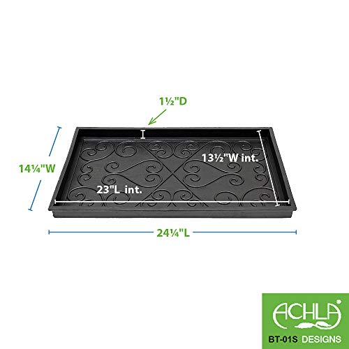 Achla Designs Scrollwork Rubber Boot Tray, Black, 24 inch L, Small