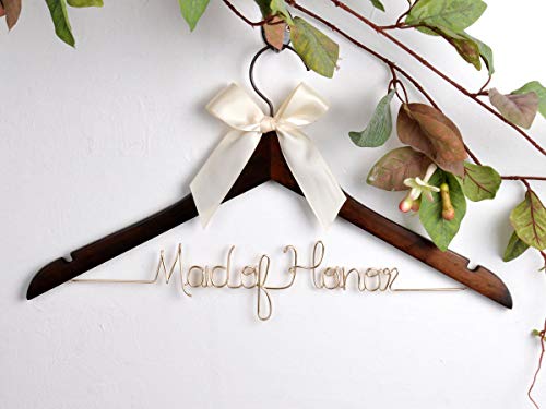 Flowershave357 Maid of Honor Hanger Custom Bridesmaid Gifts Wedding Dress Hanger Bridal Shower Gifts Bridal Hanger Personalized Wedding Dress Hanger