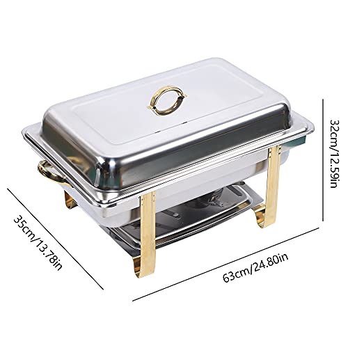 9 QT Chafing Dish Buffet Set Catering Warmers Rectangle Food Server Chafing Tray Catering Warmer Supplies Set with Food & Water Pan, Lid for Kitchen Party Dinner Banquet