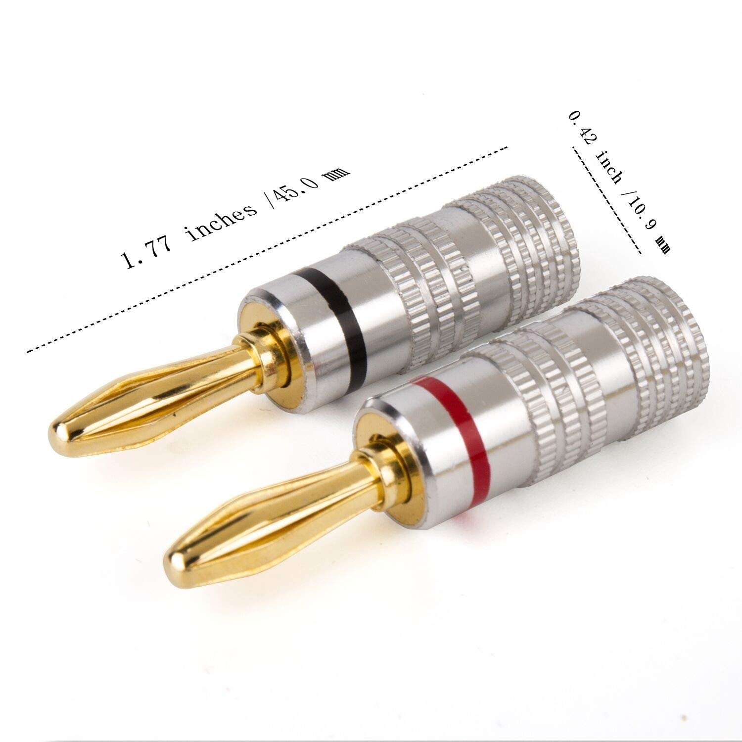 Banana Plugs 6 Pairs / 12 Pcs, Dual Screw 24K Gold Plated Speaker Plugs Audio Jack Connectors, Surround Sound Speaker Wire Banana Connectors (Silver)