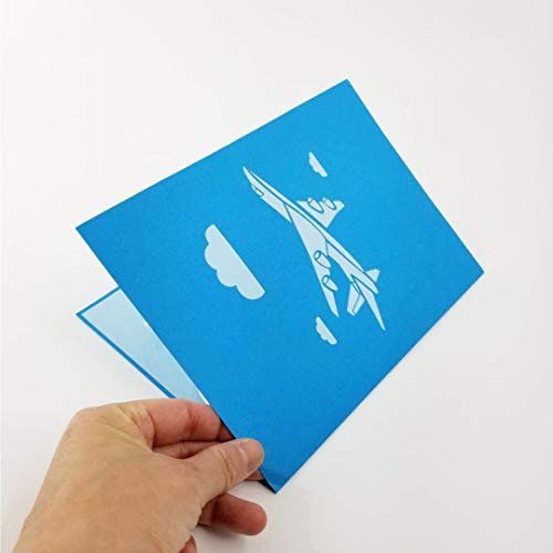 POP CARD EXPRESS Jet Airplane Pop Up Card - Birthday Card, Graduation Card, Congratulations Card, Retirement Card, Work Anniversary Card, Fathers Day (Jet Airplane Pop Up Card)