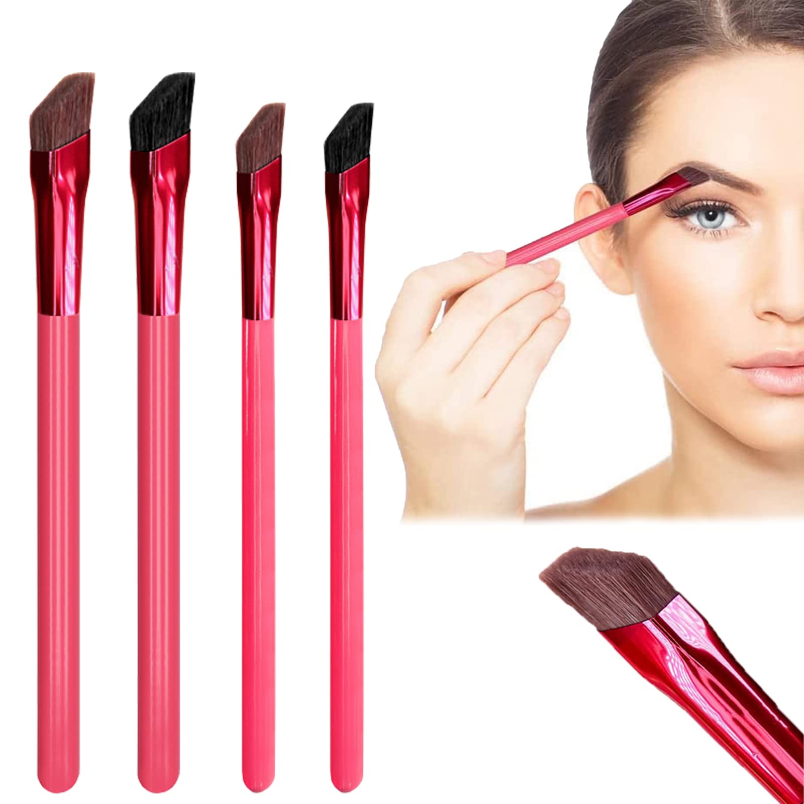 4Pcs 4D Hair Stroke Brow Stamp Brush,Multi Function Eyebrow Brush,square eyebrow makeup brush,Professional Eyebrow Brush,Be Applicable to Filling Eyebrows and Concealer(large and Small)