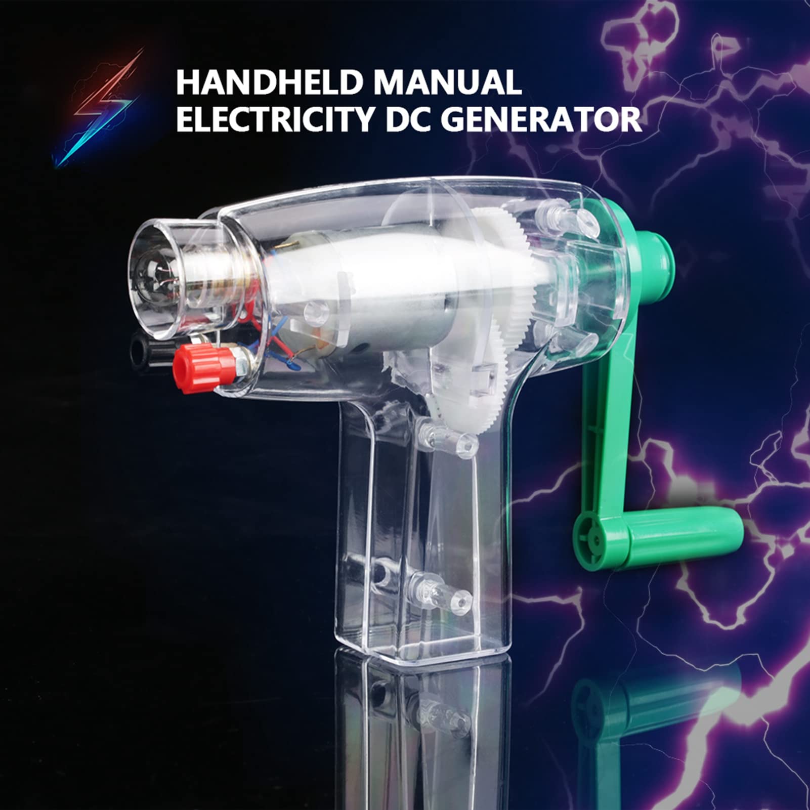 Hand Crank Generator, 6.3V DC Hand Cranked Dynamo No Battery Teaching Demonstrations Hand Crank Dynamo