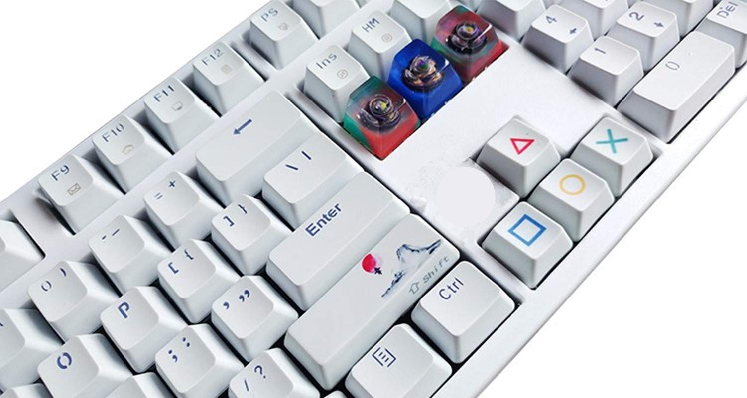 Handmade Individuation Customized 2.75u Shift Keycap Thick PBT Dye-Sublimation Key Cap OEM Profile for Cherry MX Gaming Mechanical Keyboard (Ink and wash)