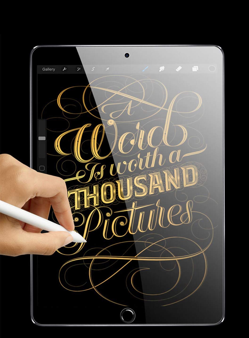 Pokanic - Compatible with iPad 8 (2020) 7 (2019) Generation 10.2 Inch Screen Protectors, Pencil HD Tempered Glass 9H Films, Anti-Scratch Anti-Fingerprint Easy Install 8th 7th (2 Pack)