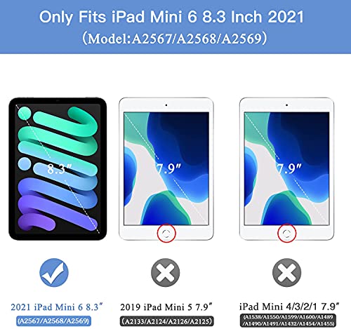 Azzsy Case for iPad Mini 6 8.3 Inch 2021 with Pencil Holder, Slim Heavy Duty Shockproof Rugged Protective Kids Case for iPad Mini 6th Generation 8.3β2021,Black