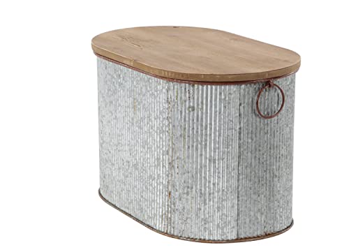 Deco 79 Metal Storage Bench with Brown Wood Top, Set of 3 48", 23", 23"W, Brown