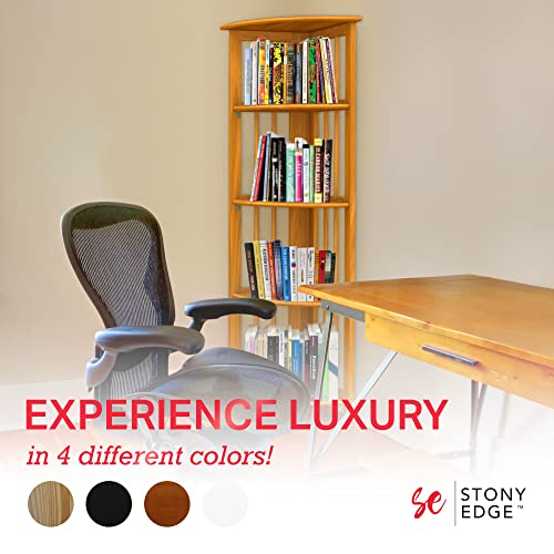 Stony Edge Folding Corner Shelf Easy Assembly - 51βx12.5βx12.5β 5 Tiers - Perfect Wooden Corner Bookshelf Organizer for Books and Decorative Items. (Honey Oak)