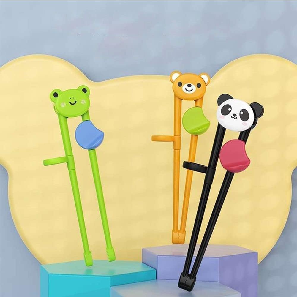 4Pcs Cartoon Panda Animal Chopsticks Practice Helper, Reusable Eating Training Tools, Chopstick and Cutlery Rests Cute Tableware Learn Tools Kitchen Utensils and Gadgets Multicolour