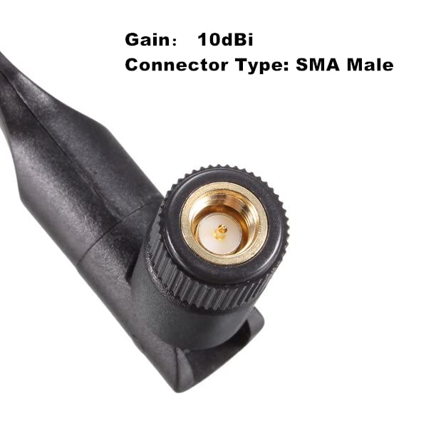 2-Pack 4G LTE Antenna 10dBi SMA Male (inner pin Cellular Antenna for 4G LTE Wireless CPE Router Hotspot Cellular Gateway Industrial IoT Router Trail Camera Game Camera Outdoor Security Camera