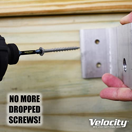 Velocity Exterior 2 Inch Wood Screws Contractor Pack (Size #8) – Stick Tight Technology, Made with Carbon Steel, Includes Hexstix Bit & Storage Organizer Fence Screws for Wood (450 Pieces)