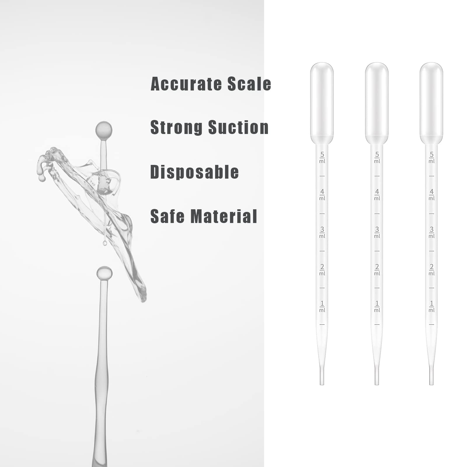 50PCS 5ML Disposable Transfer Pipettes Dropper,Essential Oils Pipettes Dropper,Tools for Science Laboratory and DIY Art