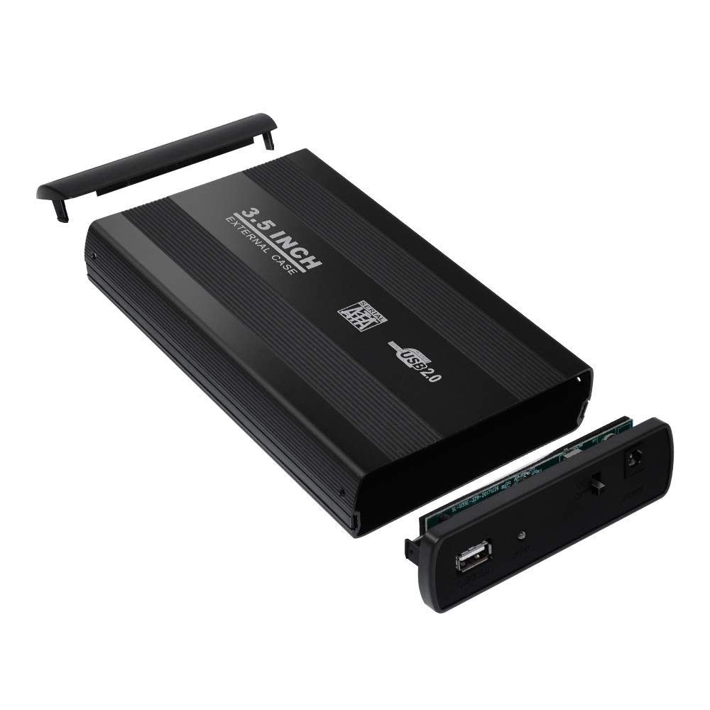 3.5 inch HDD External Case USB 2.0 to SATA External 3.5 Hard Drive Enclosure Disk for 3.5 SATA HDD External Storage Box with Aluminum Case (USB2.0-Black)