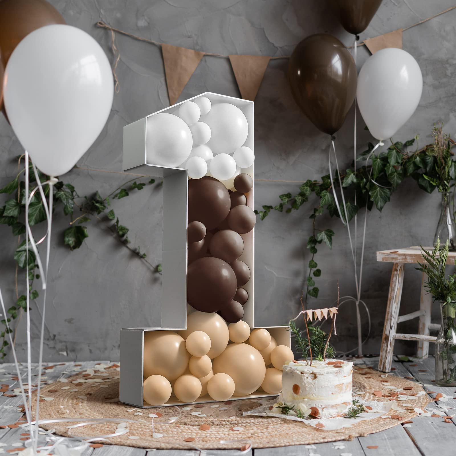 3ft Mosaic Numbers for Balloons Frame Light Up Large Cardboard Numbers Marquee Numbers Pre-Cut Kit Number 1 Balloon Frame Cut-out Extra Large Foam Board First Birthday Backdrop 1st Birthday Party