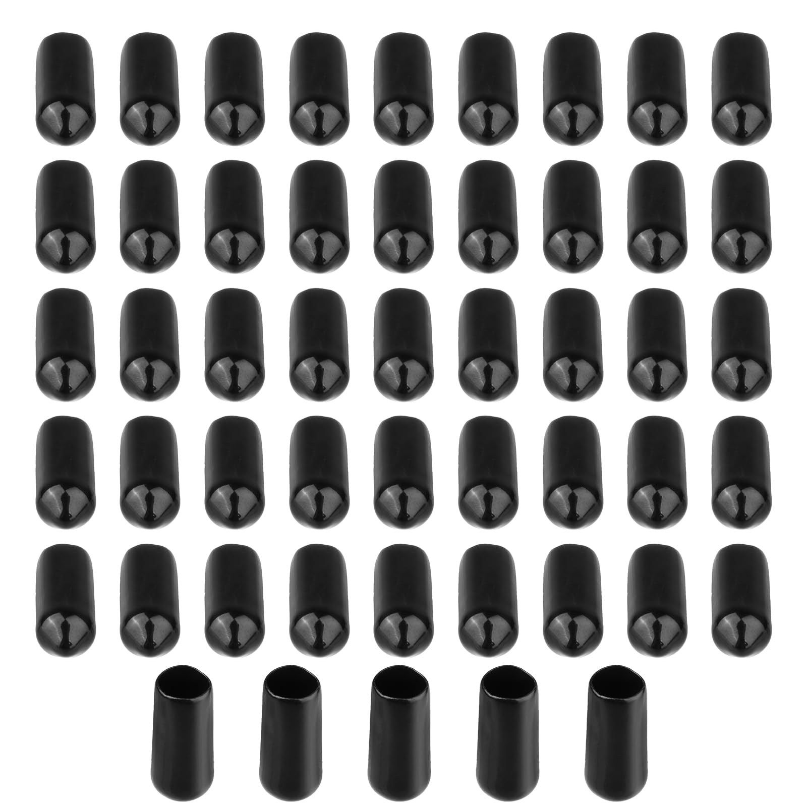50pcs Black Rubber Caps for Bolts Rubber End Caps Safety Bolt Caps Screw End Covers Bolt End Covers Protector Caps Vinyl Flexible Caps Covers for Bolts Screws Round Thread Protectors