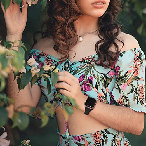Laffav Slim Band Compatible with Apple Watch 41mm 40mm 38mm iWatch SE & Ultra & Series 8/7/6/5/4/3/2/1 for Women Men, Black, S/M