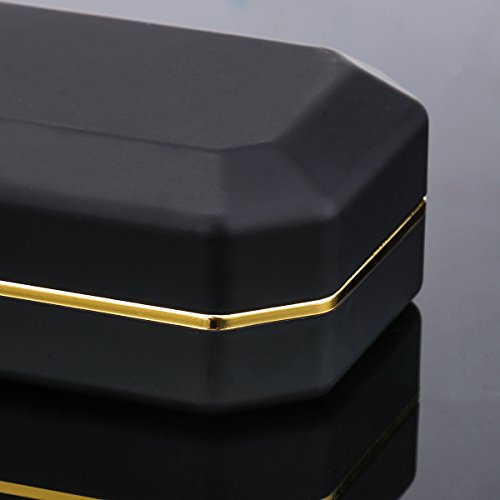 LED Jewelry Gift Box Case Elegant Velvet Necklace Pendant Box Bracelet Box with LED Light for Jewelry Display Proposal Engagement Wedding Valentine's Day Black Size:9.21"x2.36"x1.26"