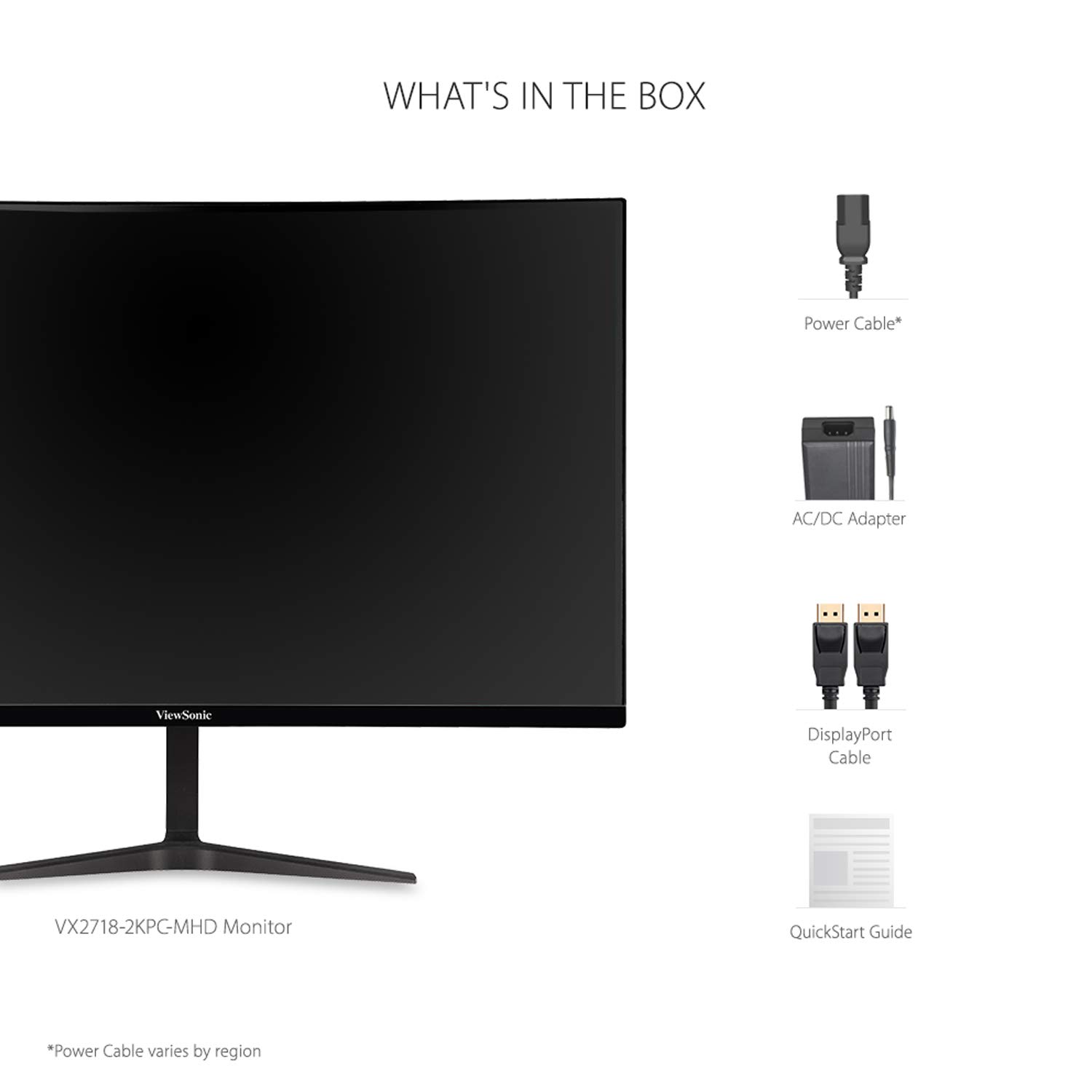 ViewSonic VX2718-2KPC-MHD 27 Inch Curved 1440p 1ms 180Hz Gaming Monitor with FreeSync Premium, Eye Care, HDMI and Display Port