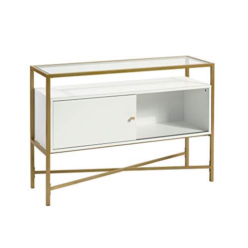 Sauder Harper Heights Accent Table, L: 43.31" x W: 13.78" x H: 29.53", White Plank Finish