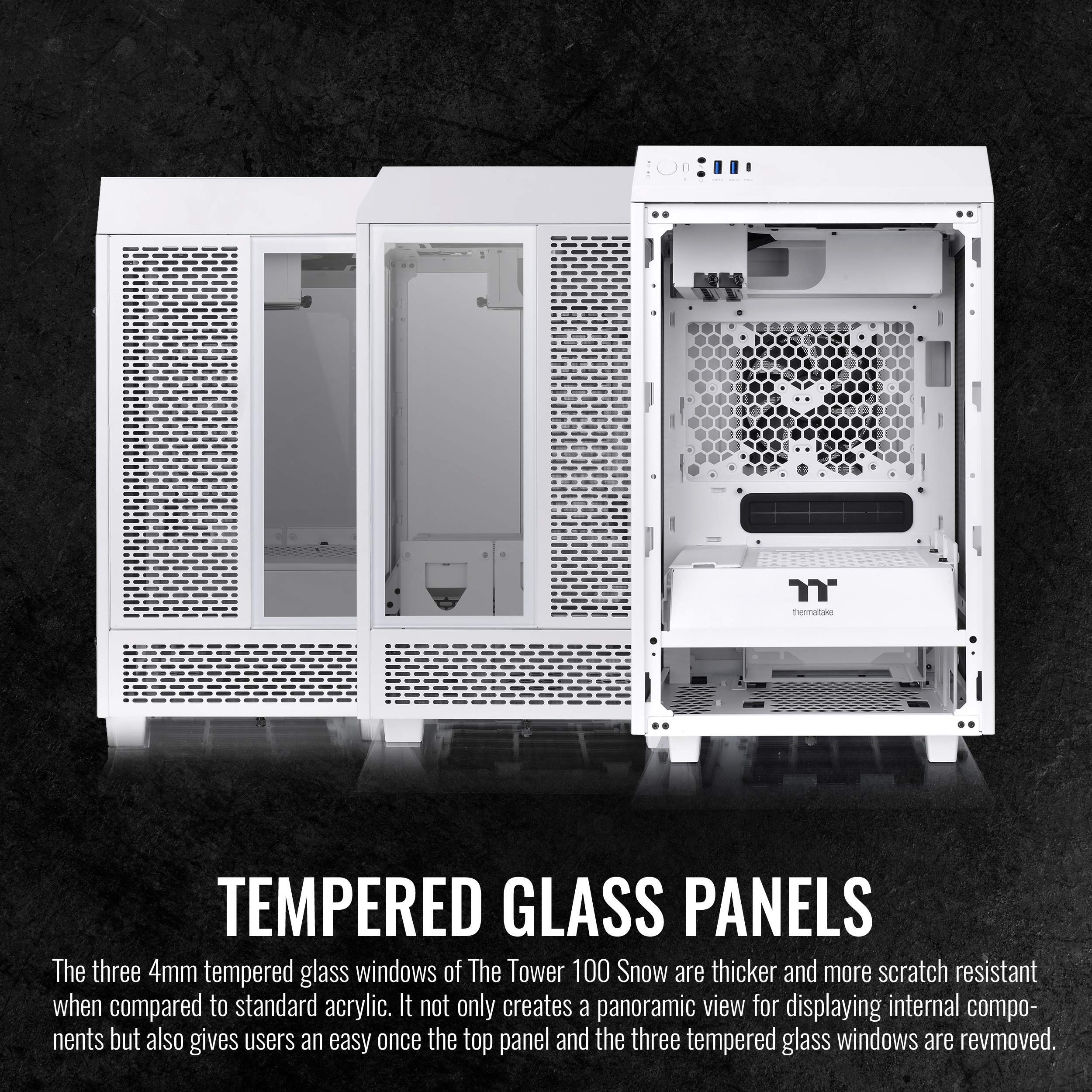 Thermaltake Tower 100 Snow Edition Tempered Glass Type-C (USB 3.1 Gen 2) Mini Tower Computer Chassis Supports Mini-ITX CA-1R3-00S6WN-00