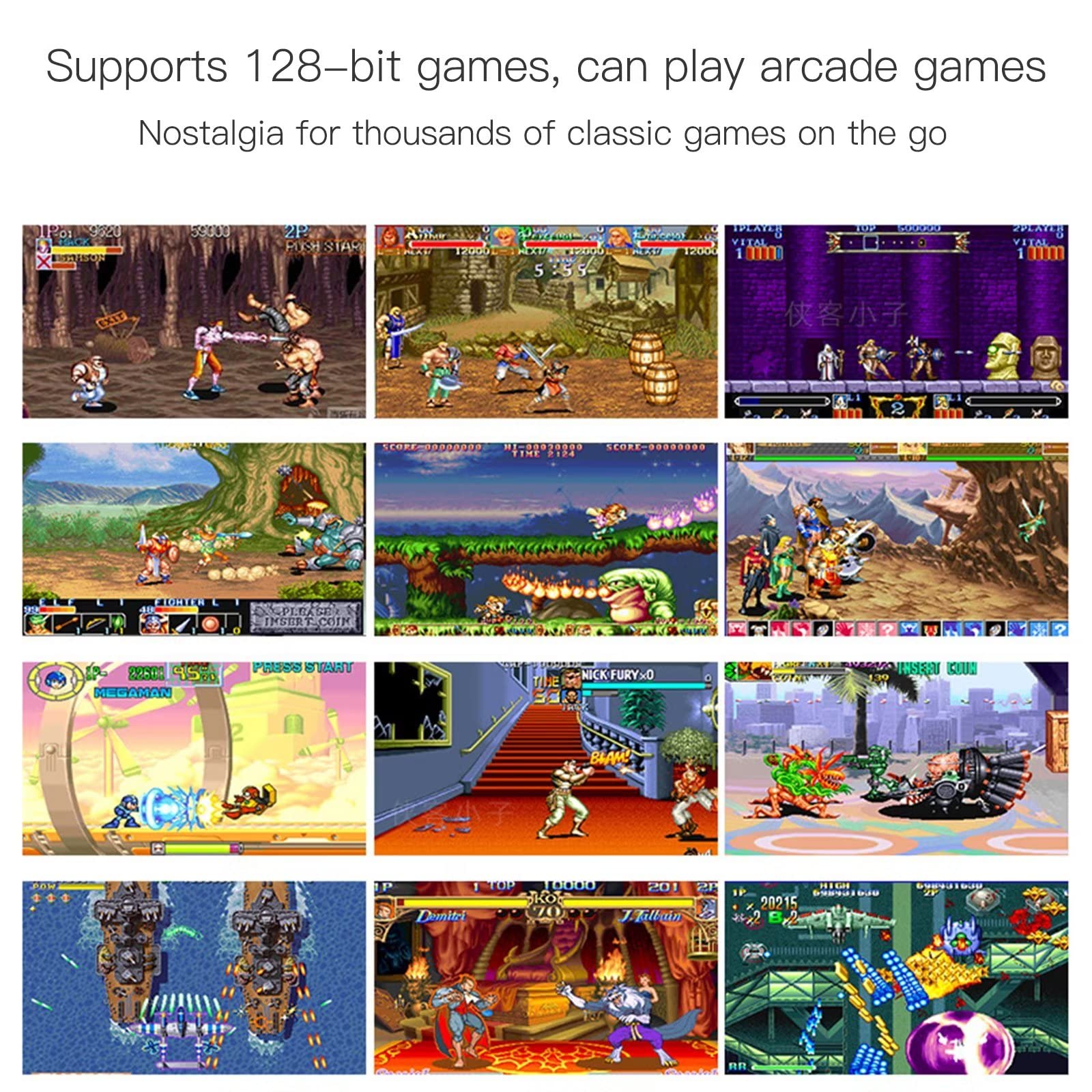4.3" 8GB 128 Bit Retro Handheld Game Console Portable Video Game Built-in 10000 Games and Supports for Image Browsing and Interface Display - White