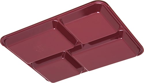 Carlisle FoodService Products Right Hand 4-Compartment Cafeteria / Fast Food Tray, 8.5" x 11", Dark Cranberry